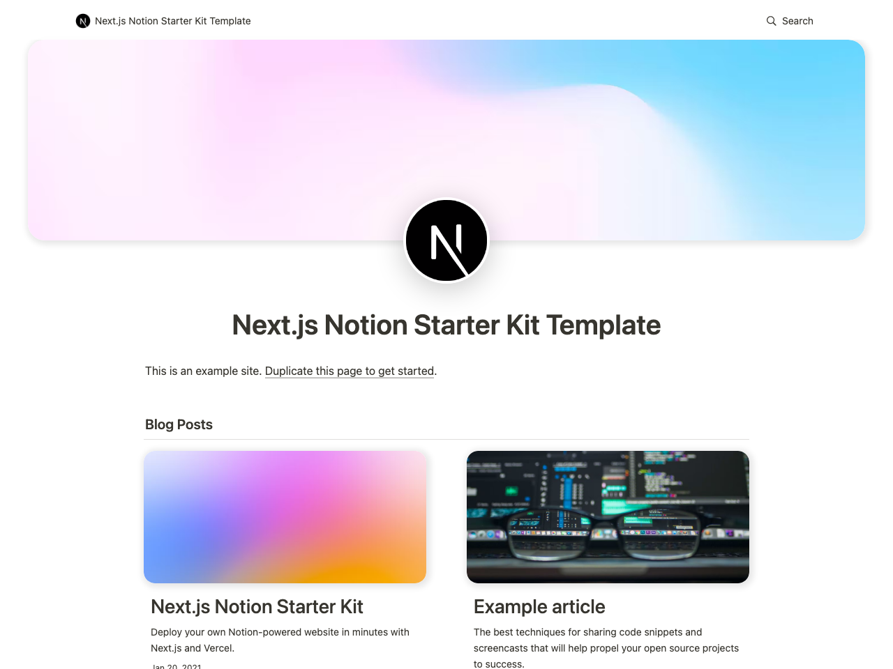 Next js Notion Starter Kit Jamstack Themes
