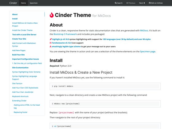 Mkdocs - Jamstack Themes